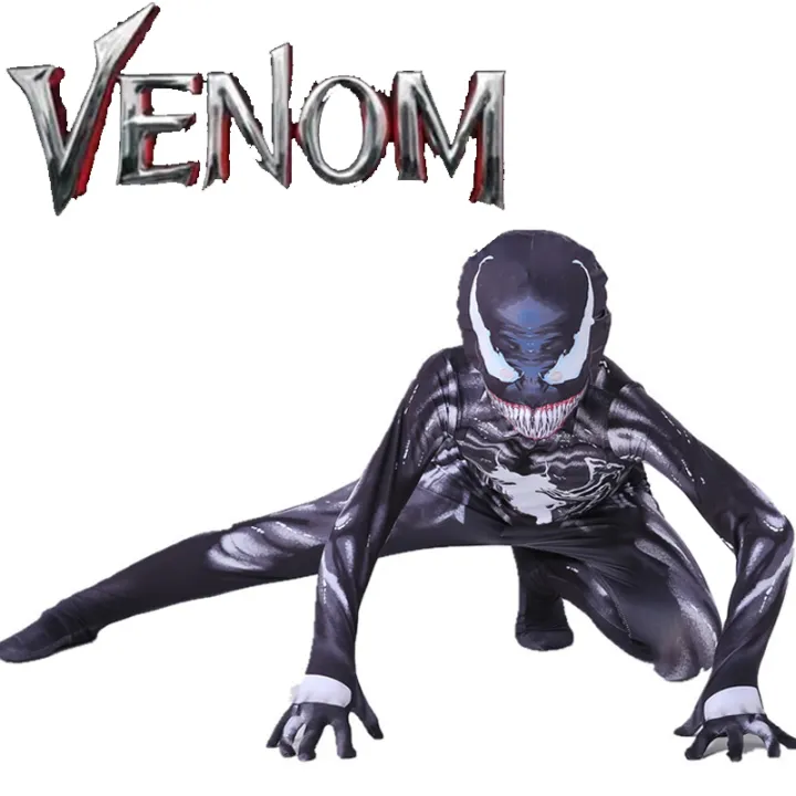Anime Venom Costume Superhero Spiderman Venom Cosplay Zentai Jumpsuit ...