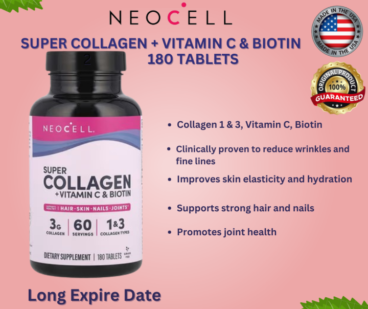 NeoCell Super Collagen + Vitamin C & Biotin 180 Tablets | Daraz.lk