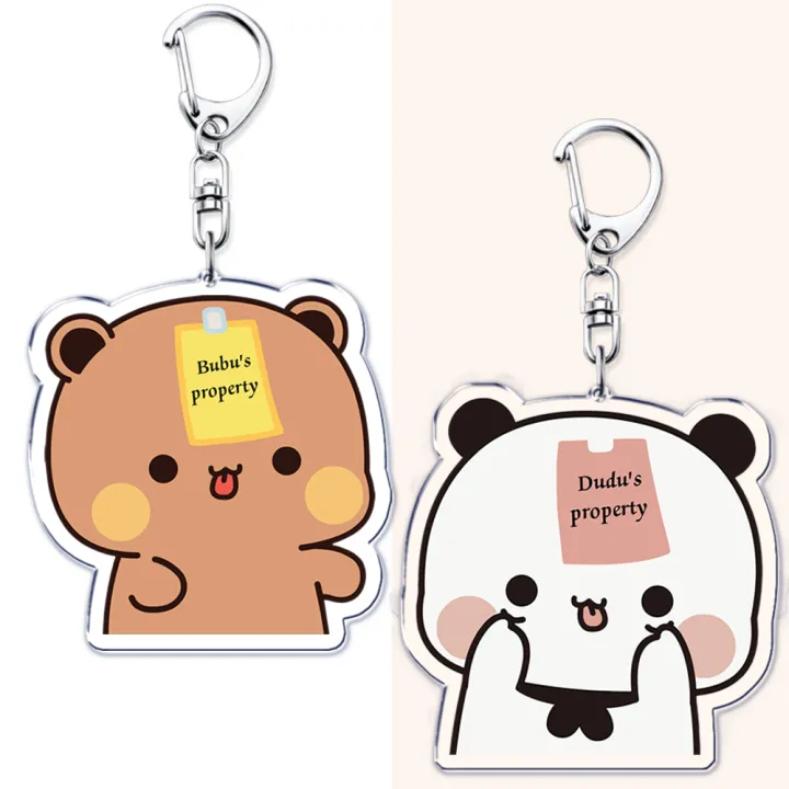 Lovely Bubu Dudu Property Keychains Couple Bear Panda Keyrings for ...