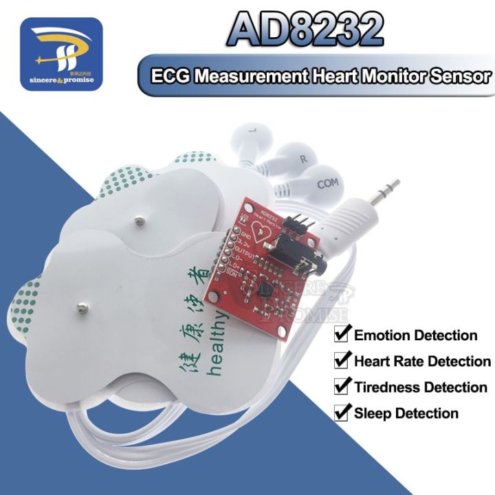 【happy one】AD8232 ECG Measurement Heart Pulse Single RateMonitor Sensor Module for Arduino UNO ...