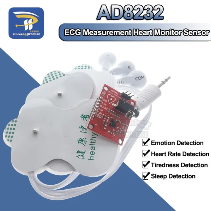 【happy one】AD8232 ECG Measurement Heart Pulse Single RateMonitor Sensor ...