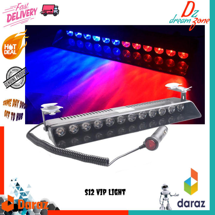 S12 VIP Light Bar Two Colors (Red & Blue) 12 Led Lights | Daraz.lk