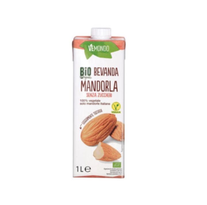 Organic Almond Milk Unsweetened Drink 1L bevanda mandorla Vemondo Made ...