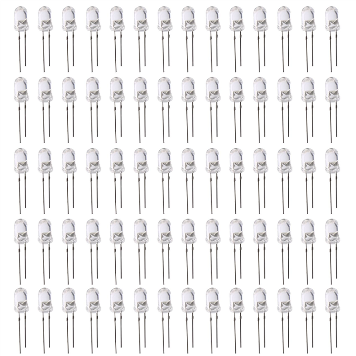 LED Bright Light Lamp Emitting Diode, 70 Piece, DC 3V-6V, 5 mm, White ...