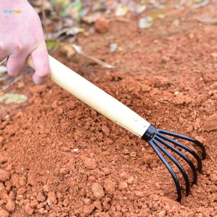 5 Tines Garden Rake Portable Lightweight Claw Rake Garden Hand Rake ...