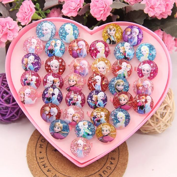 12pcs Disney Frozen Elsa Anna Princess Ring Acrylic Minnie Mouse ...