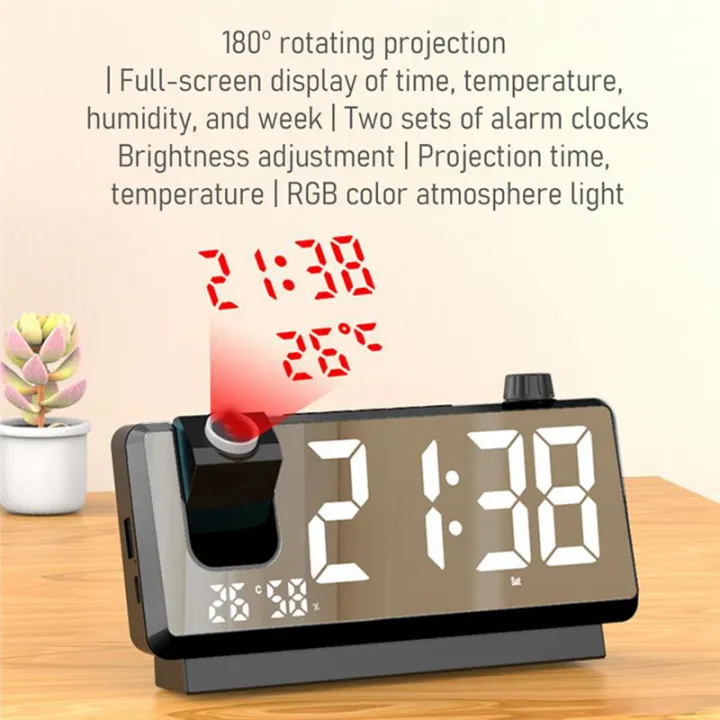 Projection Alarm Clock HD LED Display Smart Projection Clocks for ...