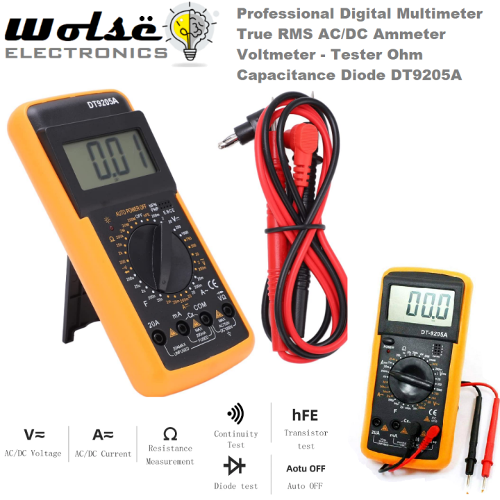 Professional Digital Multimeter True RMS AC/DC Ammeter Voltmeter Manual ...