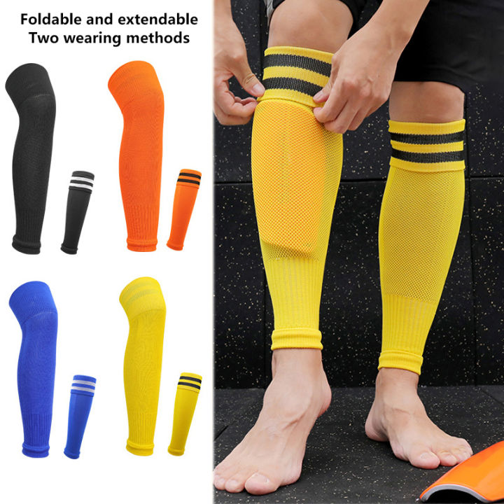 1 Pair Sports Compression Soccer Shin Guard Pad Sleeve Sock For Adult ...