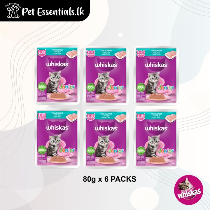 Whiskas wet food junior 2-12 months ( Tuna 80g x 6 ) | Daraz.lk