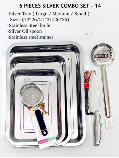 6 Pieces Kitchen Silver Combo Set | Daraz.lk