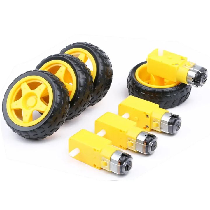 4 Pcs For Arduino Smart Car Robot Plastic Tire Wheel with DC 3-6V Gear ...