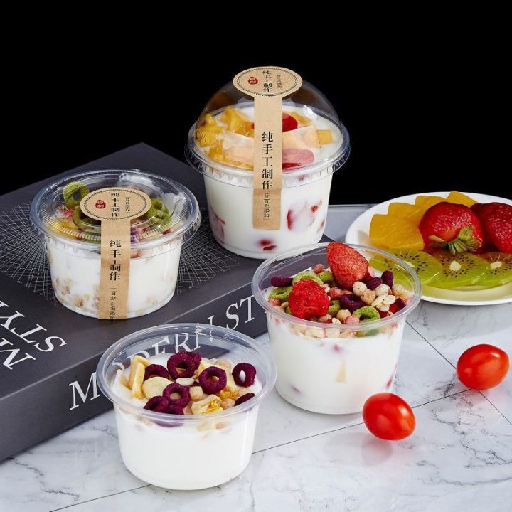 50pcs 250ml Plastic Lid/flat Lid Cup Dessert Mini Parfait Appetizer ...