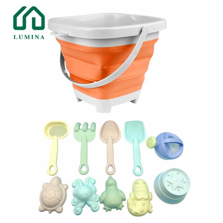Lumina Sand Fork Toy 11pcs Kids Beach Sand Toy Set with Foldable Bucket ...
