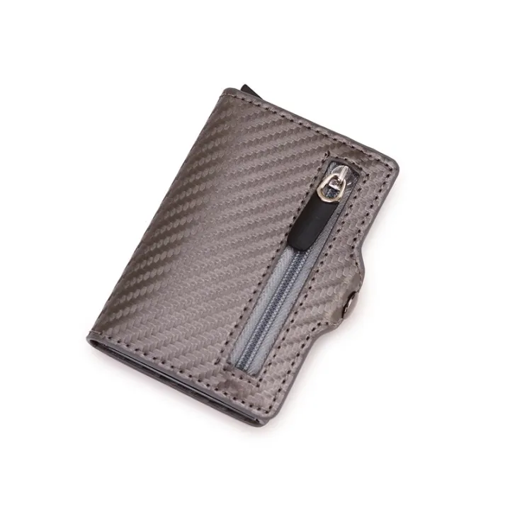 Carbon Fiber Card Holder Wallets Men Zipper Coin Money Bag Male Thin ...