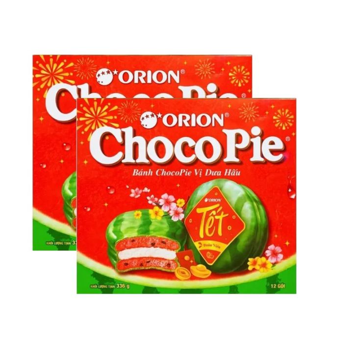 Orion ChocoPie 336g | 12 Pieces Pack | Filled Marshmallow | Watermelon ...