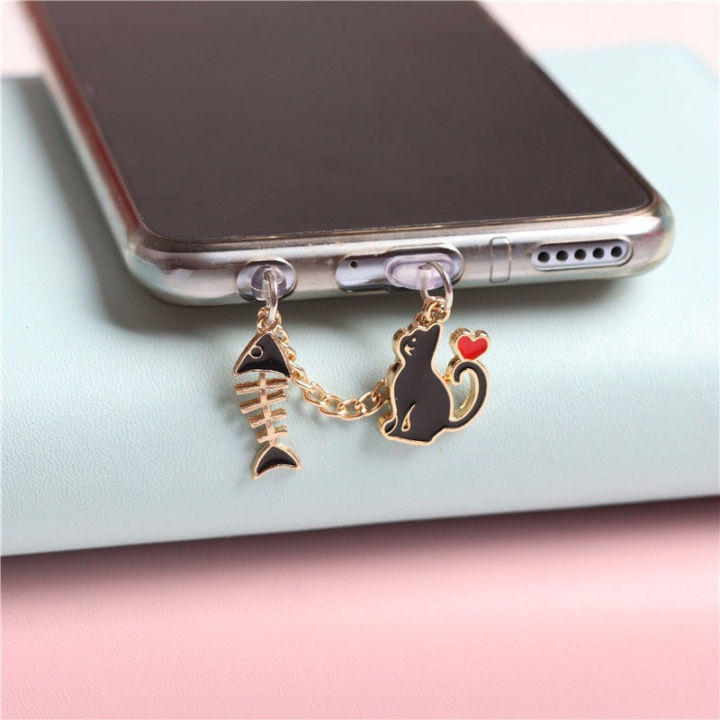 Cute Dust Plug Charm Kawaii Love Cat Anti Dust Cap Phone Charge Port ...