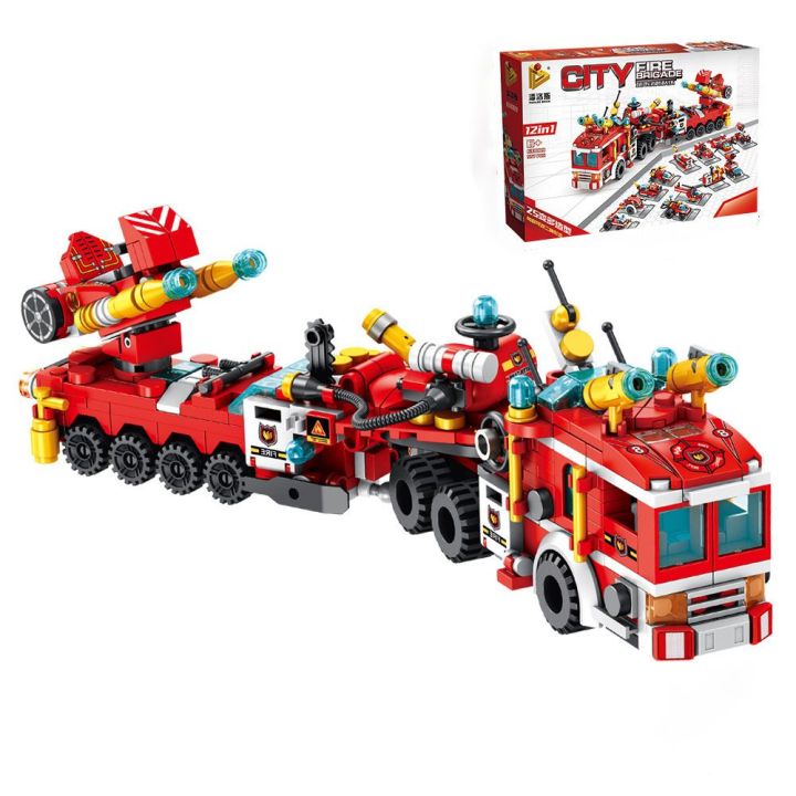 City Fire Brigade 557 Pieces 12 in 1 Deformation Building Blocks Panlos ...