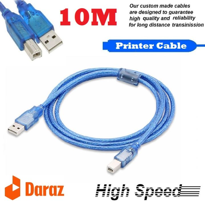 10M High Speed Transparent USB Printer Cable Type A Male to Type B Male ...