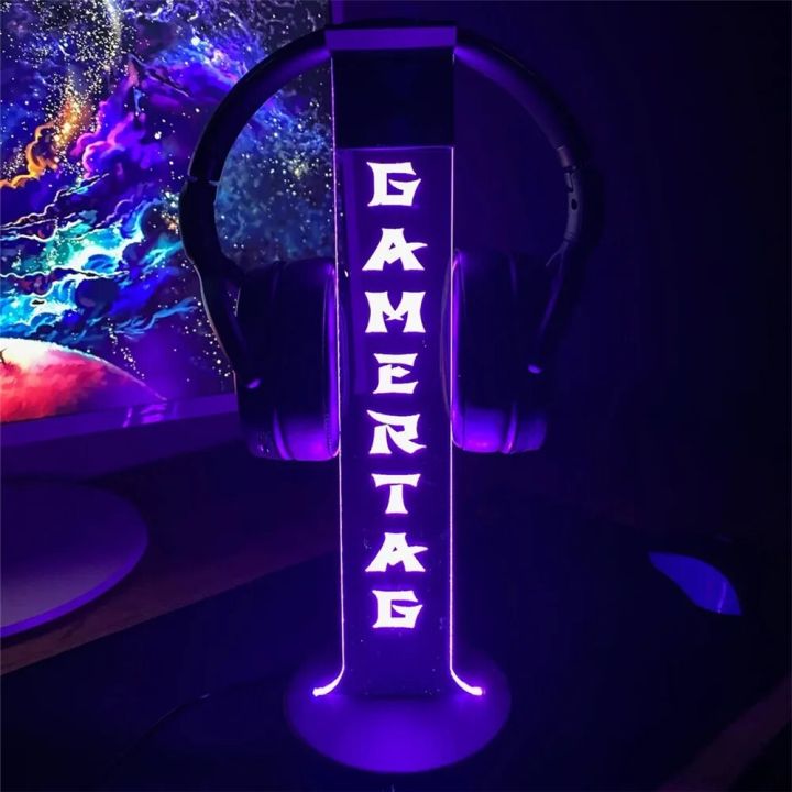 Personalized LED Neon Sign Lamp Headphone Stand Custom Gamertag 3D ...