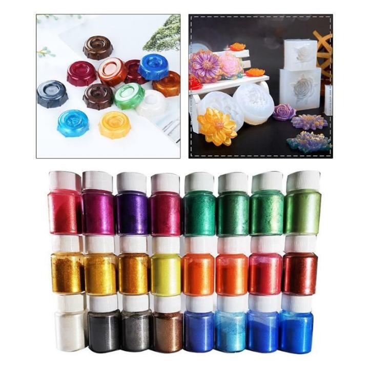 24 Colors Mica Resin Pigment Rainbow Pearl Powder Epoxy Mold Glitter ...