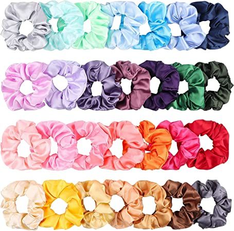 Satin Scrunchies for Hair with Elastic Bands for All Hair Types - All ...
