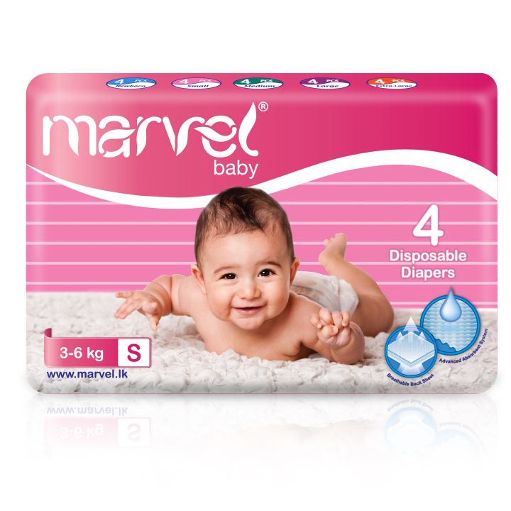 Marvel Baby Diapers Small 4 Pcs | Daraz.lk
