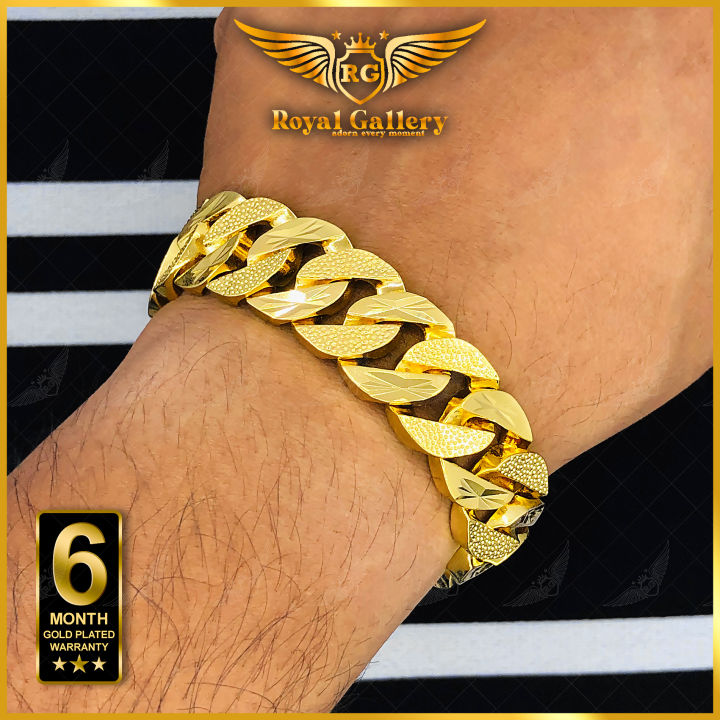 Gold Plated Miami Cuban Cut Bracelet | Daraz.lk