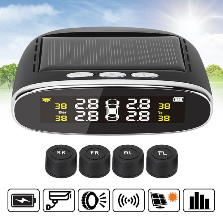 Rojey Solar Car Tire Pressure Monitoring System High-precision TPMS External Sensors Tire ...