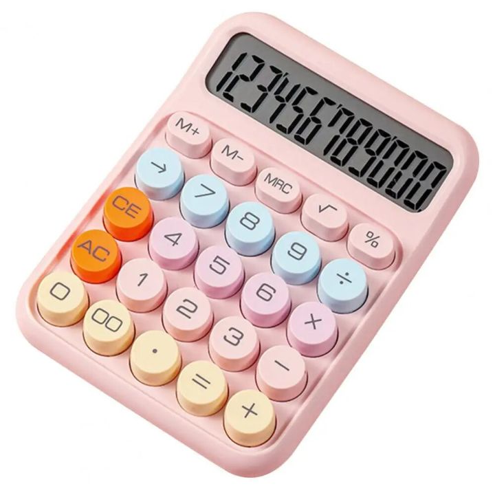 Mechanical Pushbutton Calculator 12 Digit Large LCD Display Big Buttons ...