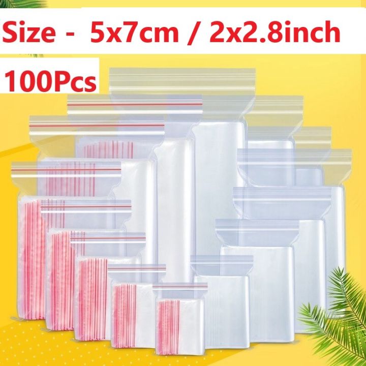 5*7CM - 100pcs/pack Resealable Zip Lock Bags Self Seal Clear Plastic ...
