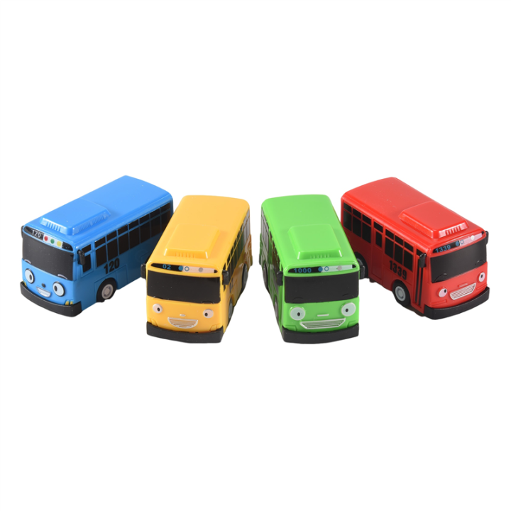 Little Bus Mini Plastic Pull Back Blue Red Yellow Green Bus Car Model ...