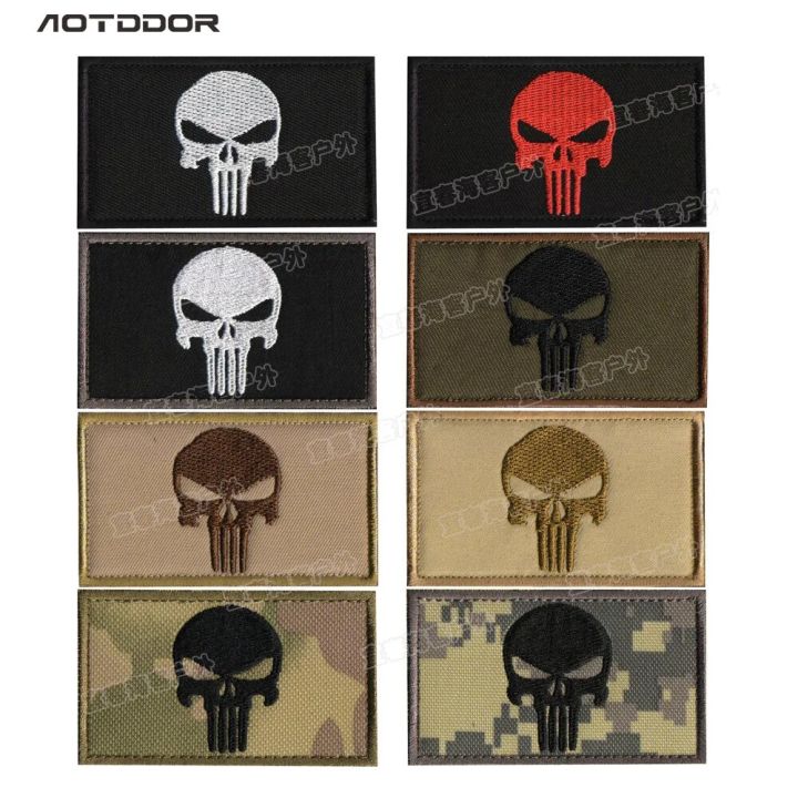 Punisher Embroidery Hook loop Tactical Patches PVC Military Morale Badge Reflective Skull Emblem ...