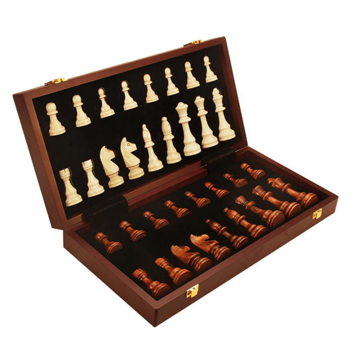 Children Board Game Wooden Chess Set Solid Wood Pieces Walnut ...