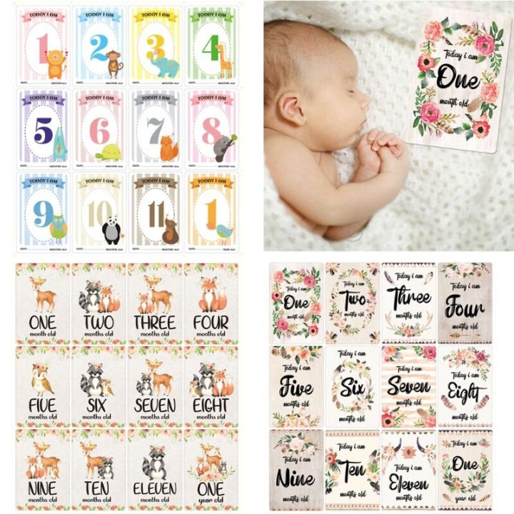 12 Baby Monthly Milestone Birth to 12 Months Prop Cards | Daraz.lk