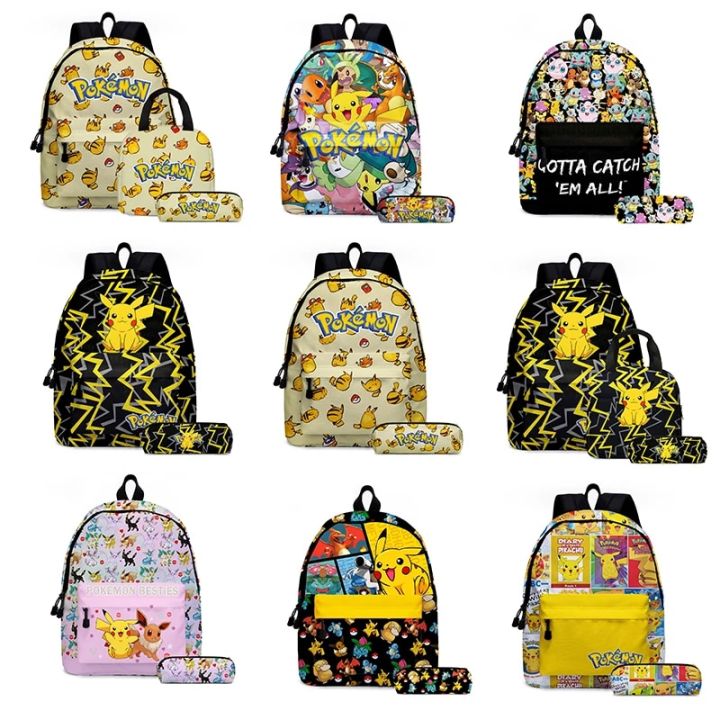 2PC/3PC-Set Pikachu Pokemon Pokémon Pikachu Backpack Student School Bag ...
