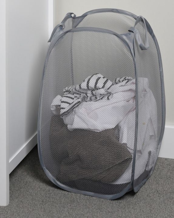 Mesh Popup Laundry Hamper - Portable, Durable Handles, Collapsible for ...
