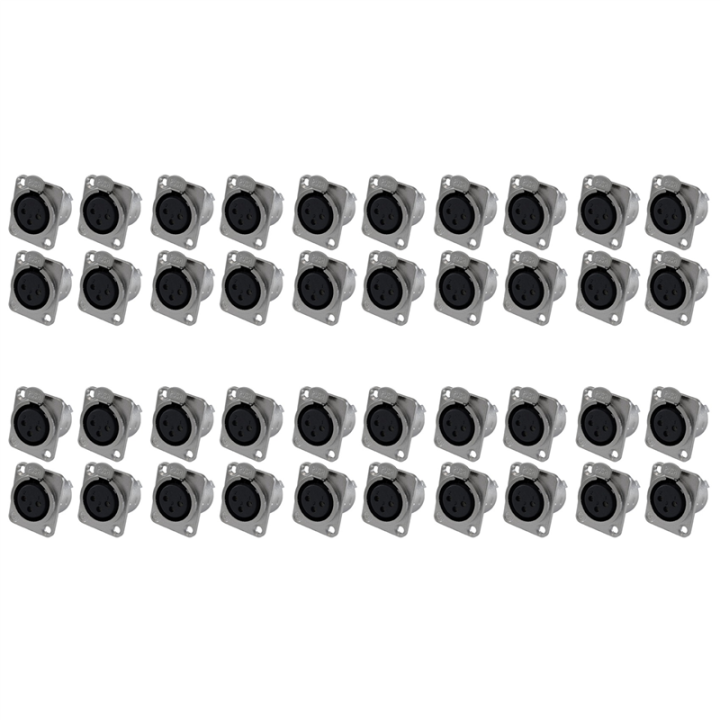 JDXHLAU XLR Female Jack 3 Pin - Panel Mount Jacks D Series Size XLR-F ...