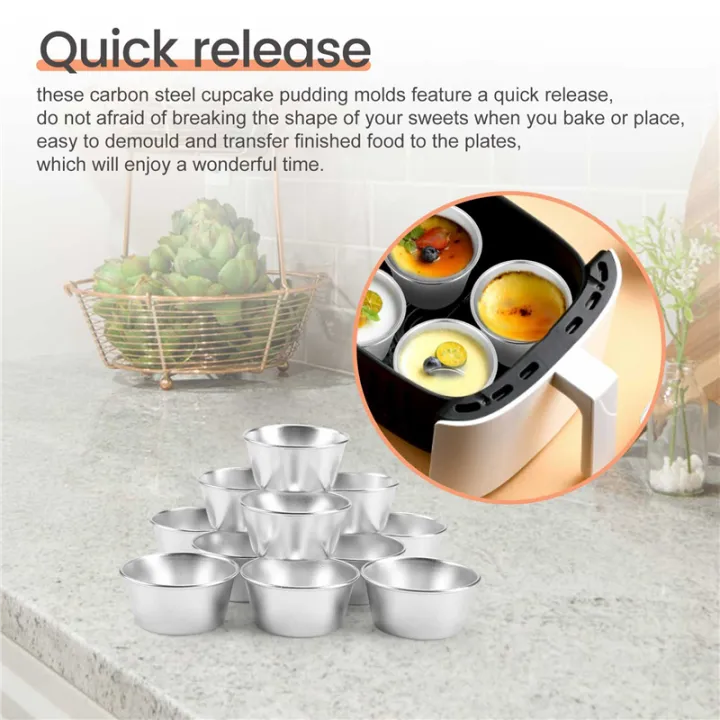 12 Pieces Individual Molds Pudding Molds Cups Mini Chocolate Molten ...