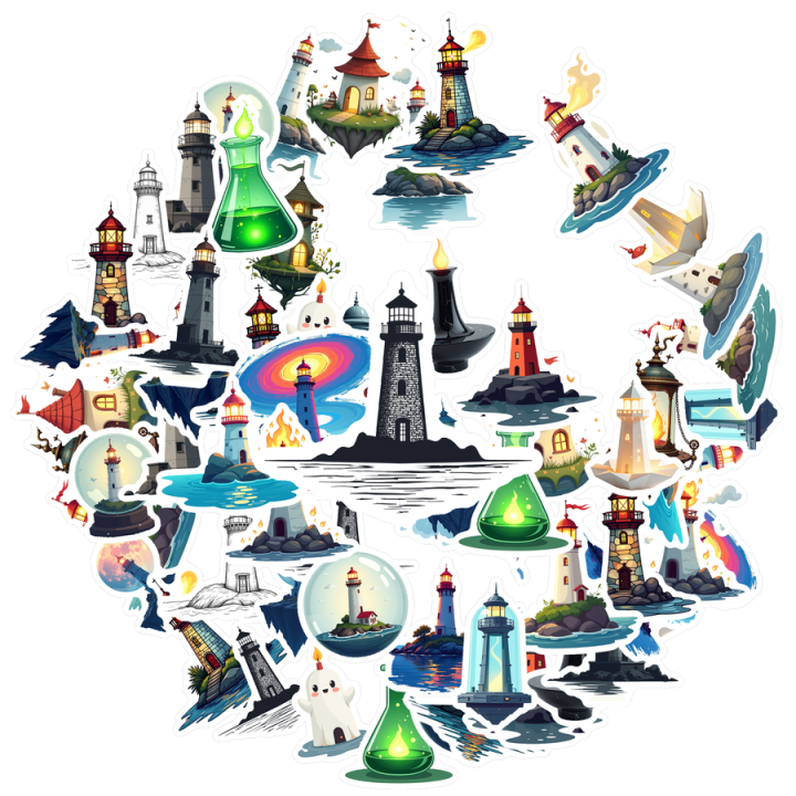 Illuminated DIY Stickers Vibrant Kids Stickers Scenic Oceanic Sticker ...