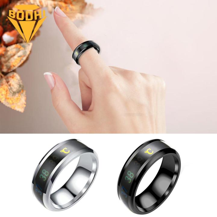 Intelligent Temperature Sensing Wedding Band Smart Health Ring Titanium ...