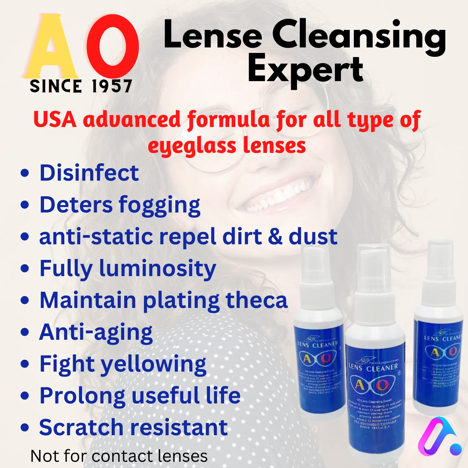 2 Bottles of Lens Spectacle Glass Cleaning Liquid Spray Sunglasses ...