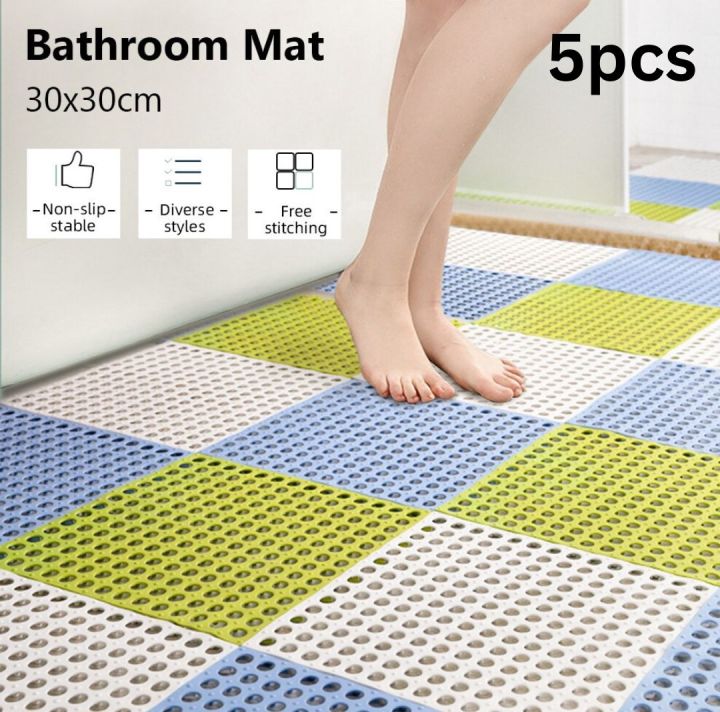 5 PIECE Non-Slip 30 x 30 Mat Bathroom Toilet Kitchen Non-Slip Mat Large ...