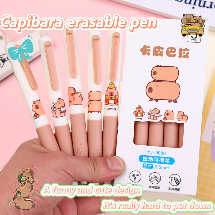 5Pcs Cute Capybara Gel Pens Kawaii Pen Set Quickly-Drying Blue Erasable ...