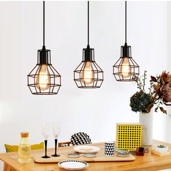 Industrial retro metal cage frame ceiling light hanging cover without ...