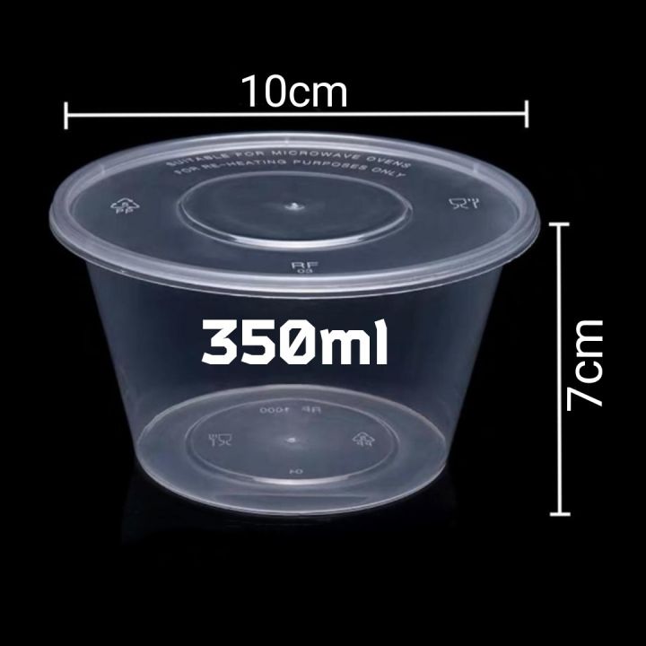 10pcs 350ml Disposable Container Plastic Clear Cup With Lid For Storage ...