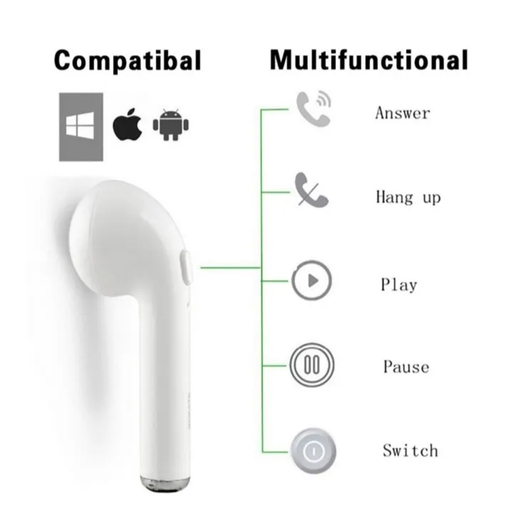 Bluetooth Wireless Earpod Headset Earpiece with Mic - For Android ...