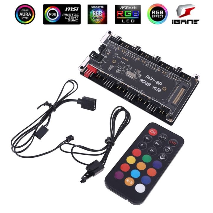 PWM FAN+ARGB LED 2in1 Sync HUB Controller 1 To 8 Multi Way Splitter 5V ...