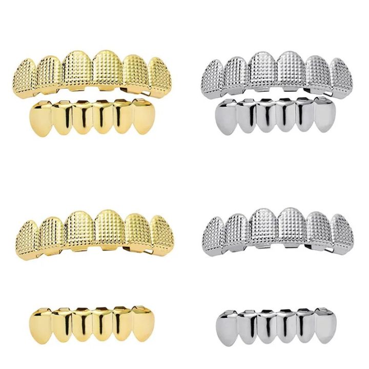 vampire teeth Gold Silver Plated Hip Hop Teeth Grillz Top Bootom Groll ...