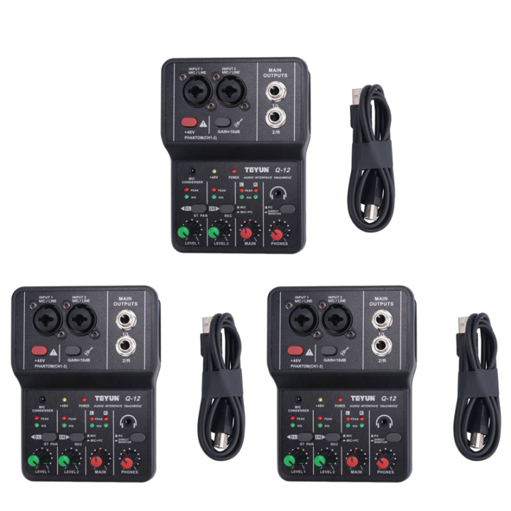 3X Q-12 Sound Card Audio Mixer Sound Board Console Desk System ...